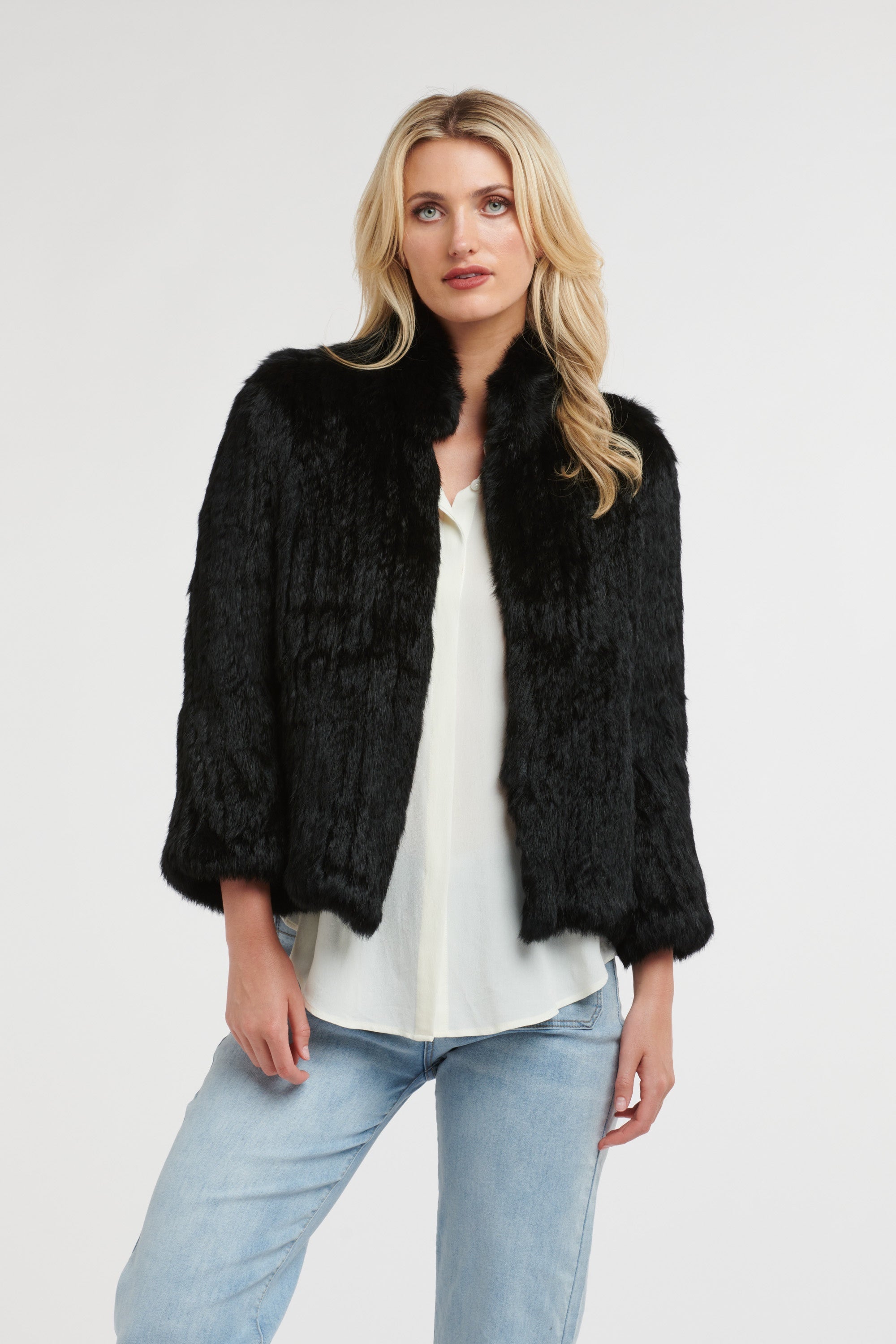 High Neck Fur Jacket - Black – The Woodsfolk